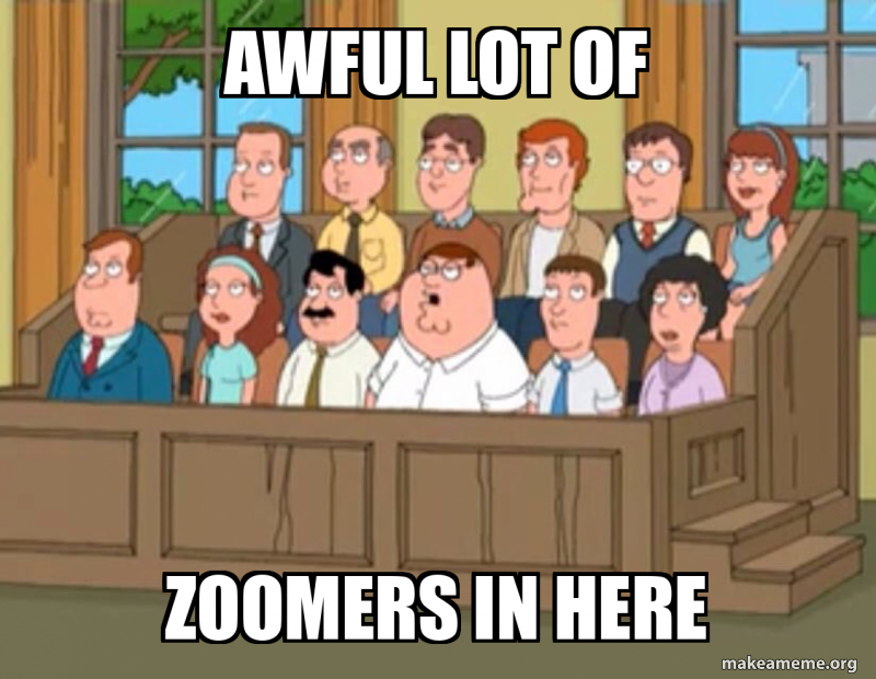 Awful lot of Zoomers in here Meme Generator