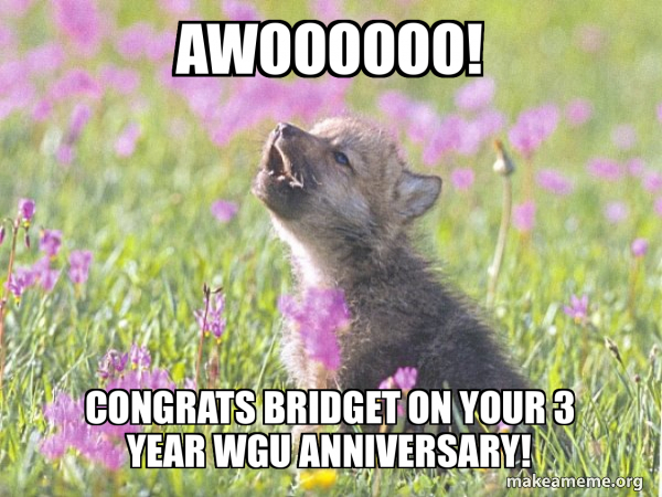 Awoooooo! Congrats Bridget on your 3 year WGU anniversary! - Baby ...