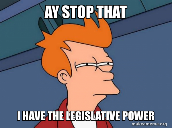 Ay stop that i have the legislative power - Futurama Fry Meme Generator