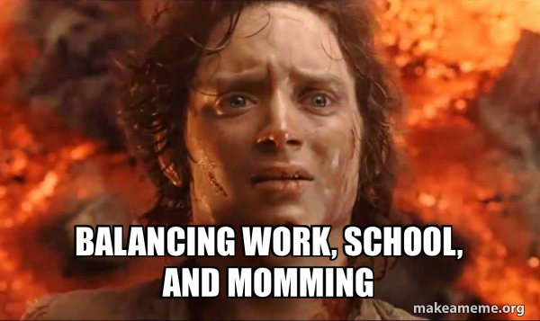 Balancing Work, School, and Momming - Frodo it's over it's done Meme ...