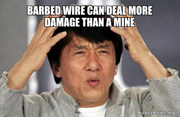 Barbed wire can deal more damage than a mine - Jackie Chan Why? Meme ...
