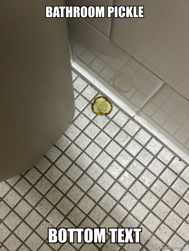 bathroom pickle bottom text Meme Generator