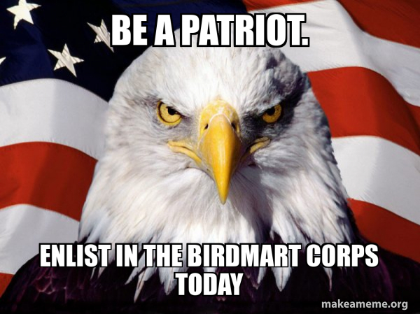 Be a patriot. Enlist in the Birdmart corps today - American Pride Eagle ...