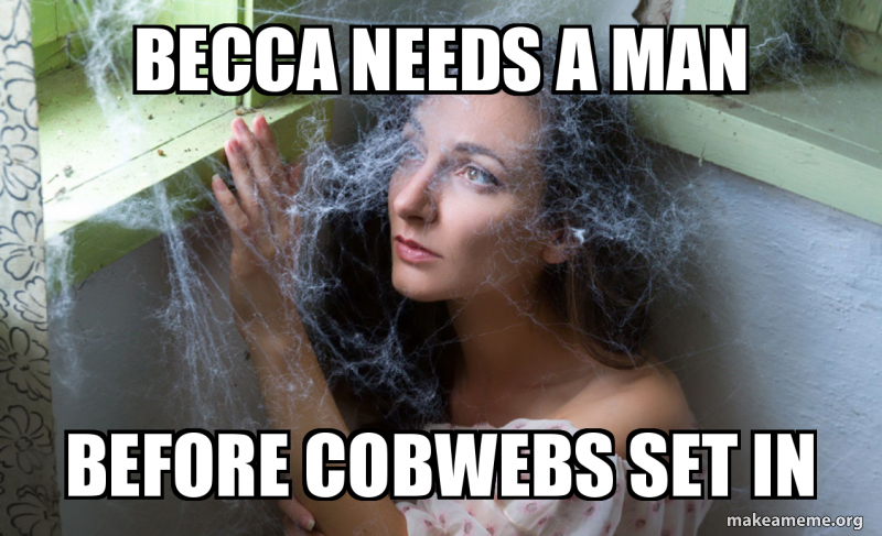 becca needs a man before cobwebs set in Meme Generator