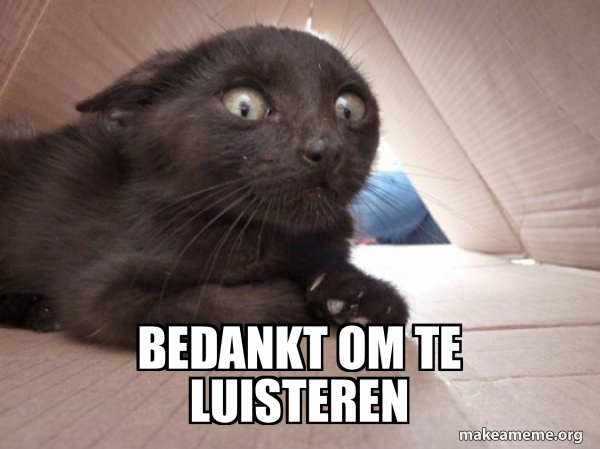 Bedankt om te luisteren - Schitzo Cat Meme Generator