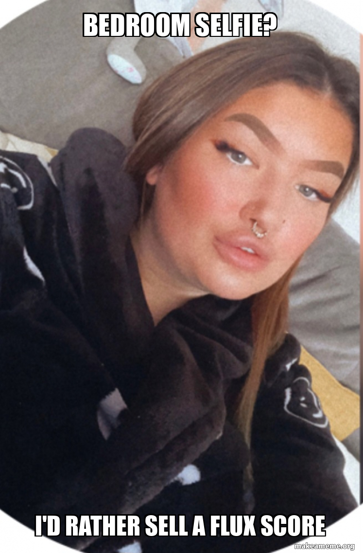 bedroom selfie? i'd rather sell a flux score Meme Generator