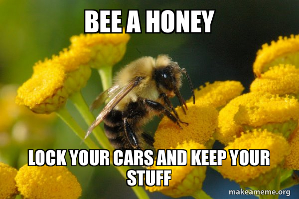 BEE a honey Lock your cars and keep your stuff - Good Guy Bee Meme ...