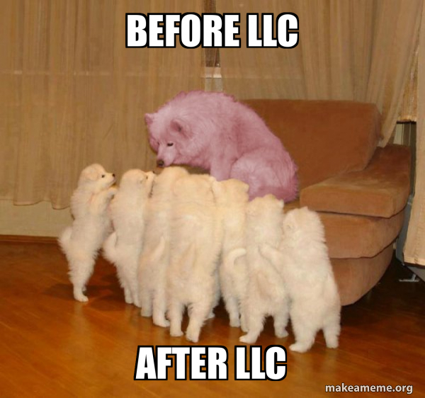 Before LLC After LLC - Malicious Storytelling Dog Meme Generator