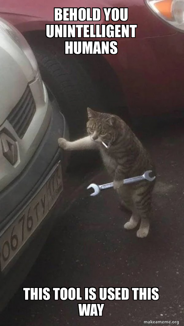 Behold you unintelligent humans This tool is used this way - Mechanic ...