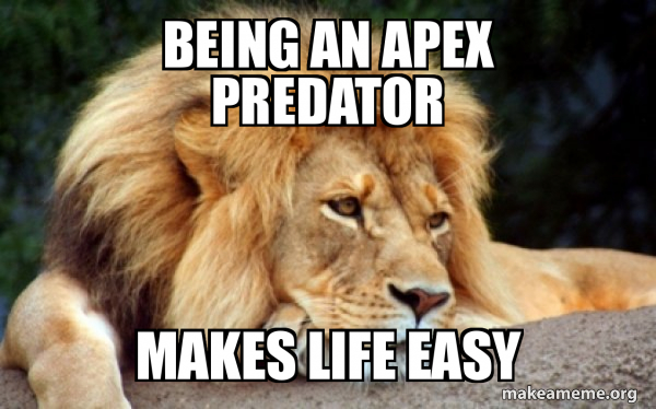 Being an apex predator makes life easy - Confession Lion Meme Generator