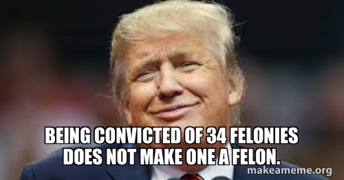 being convicted of 34 felonies does not make one a felon. Meme Generator