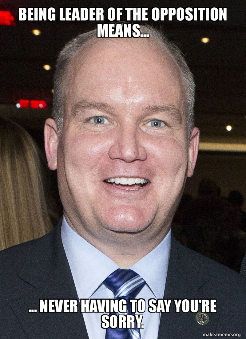 Being leader of the opposition means... ... NEVER having to say you're ...