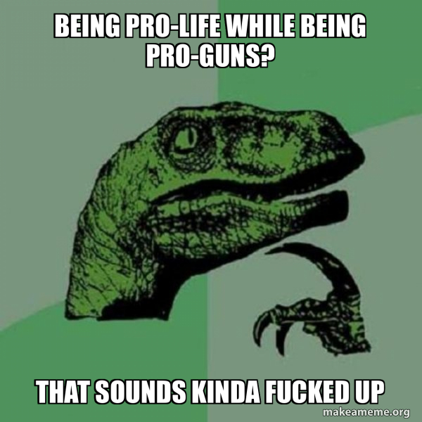 Being pro-life while being pro-guns? That sounds kinda fucked up ...