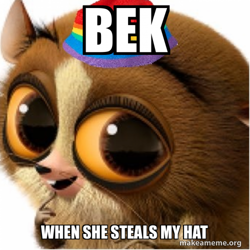 bek when she steals my hat Meme Generator