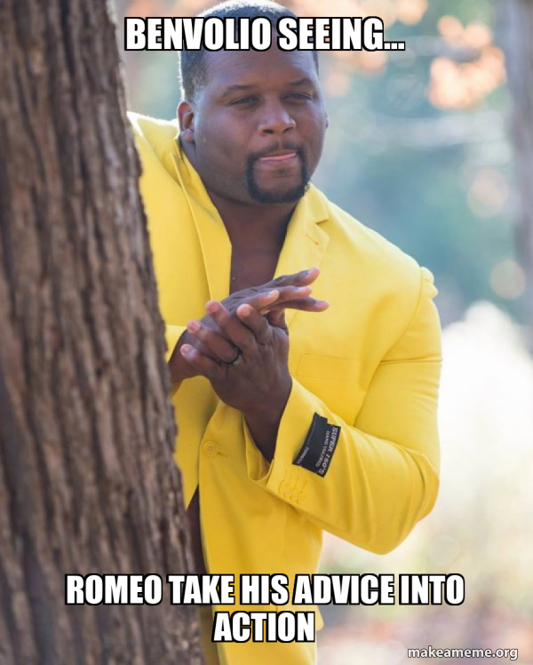 Benvolio seeing... Romeo take his advice into action - Anthony Adams in ...