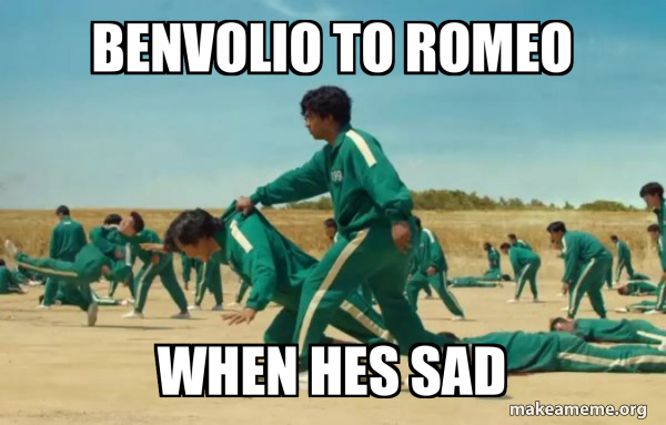 Benvolio to Romeo When hes sad - Squid Game Ali Holding Seong Meme ...