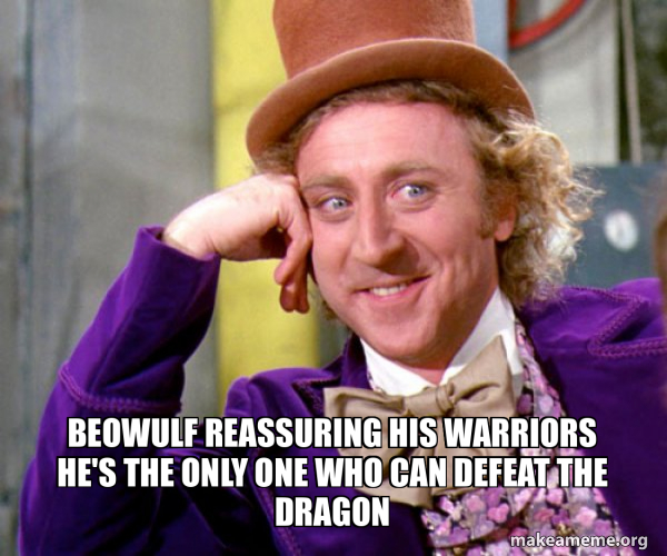 beowulf reassuring his warriors he's the only one who can defeat the ...