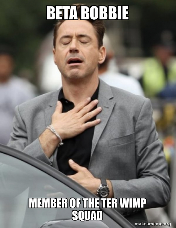 Beta Bobbie member of the ter wimp squad - Tony Stark Relief Meme Generator
