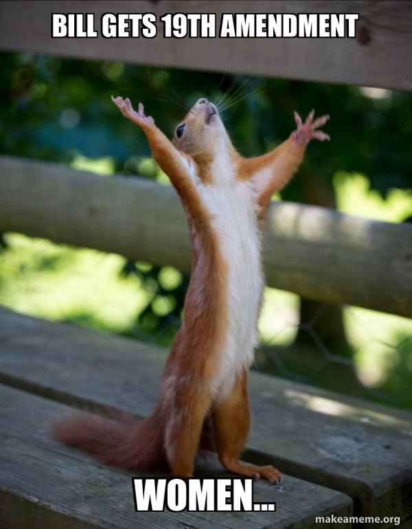 Bill gets 19th Amendment women... - Happy Squirrel Meme Generator