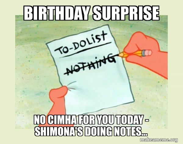 BIRTHDAY SURPRISE NO CIMHA FOR YOU TODAY - SHIMONA'S DOING NOTES ...