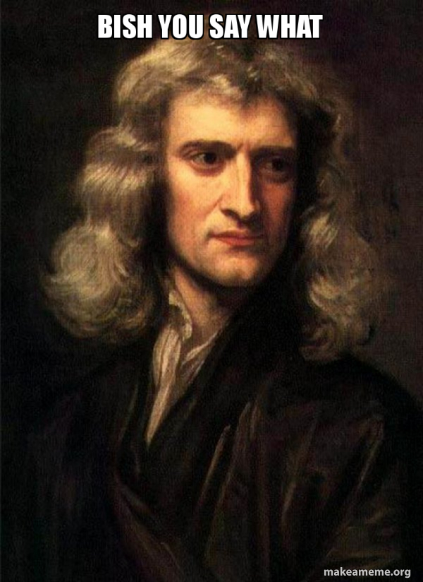 bish you say what - Sir Isaac Newton Meme Generator