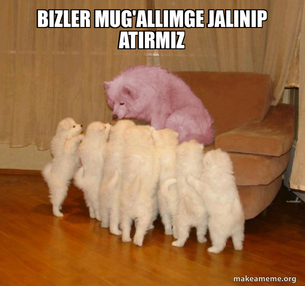 bizler mug'allimge jalinip atirmiz - Malicious Storytelling Dog Meme ...