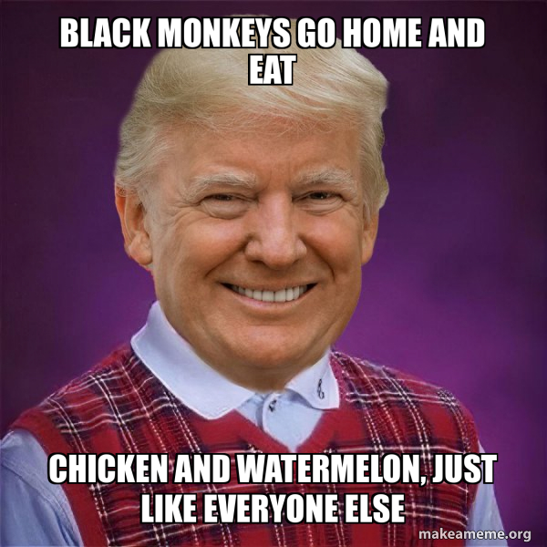 Black monkeys go home and eat Chicken and watermelon, just like ...