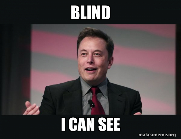 Blind I can see - Elon Musk Meme Generator