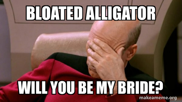 bloated alligator will you be my bride? - Picard Facepalm Meme Generator