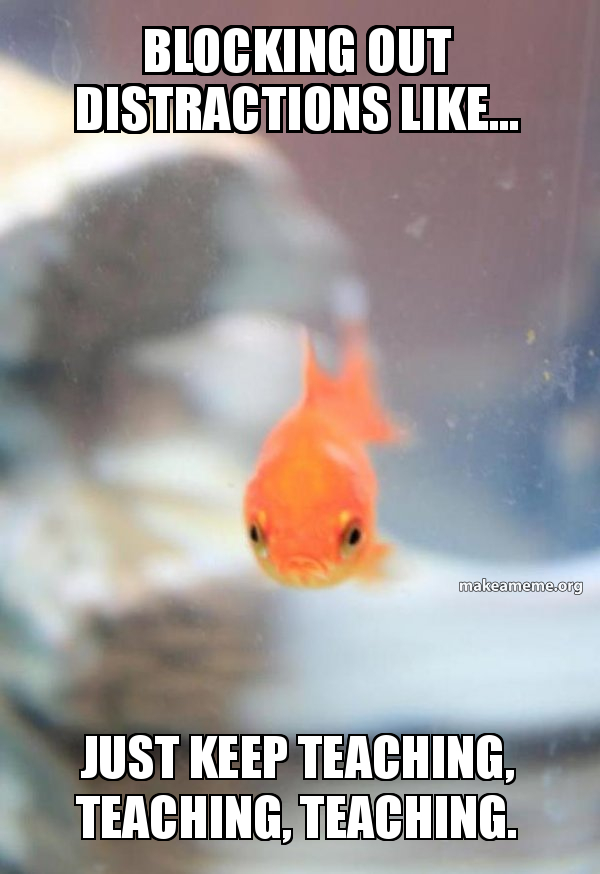 Blocking out distractions like... Just keep teaching, teaching ...