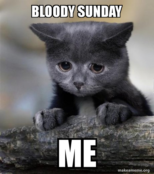 bloody sunday me - Confession Cat Meme Generator