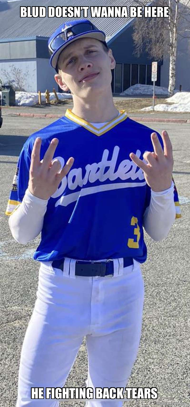 Blud doesn’t wanna be here He fighting back Tears Meme Generator