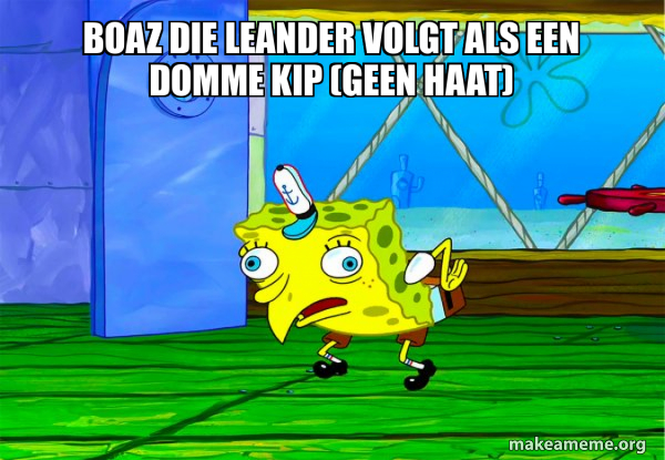 boaz die leander volgt als een domme kip (geen haat) - Mocking ...