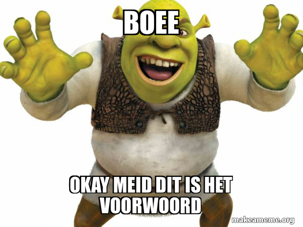 BOEE okay meid dit is het voorwoord - Shrek Meme Generator