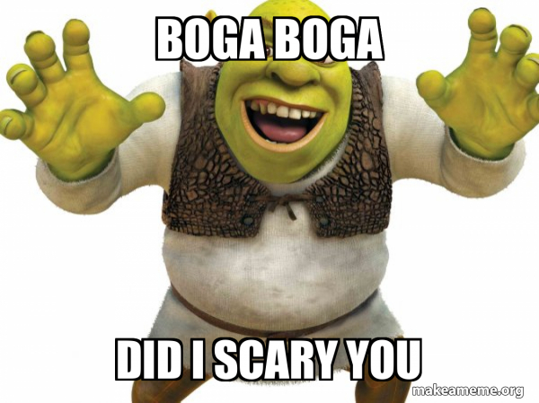 Boga Boga Did i Scary you - Shrek Meme Generator