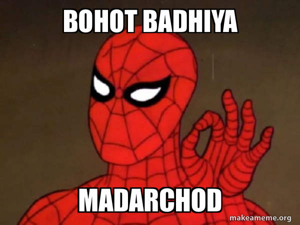 BOHOT BADHIYA MADARCHOD - Spiderman - Care factor Zero Meme Generator