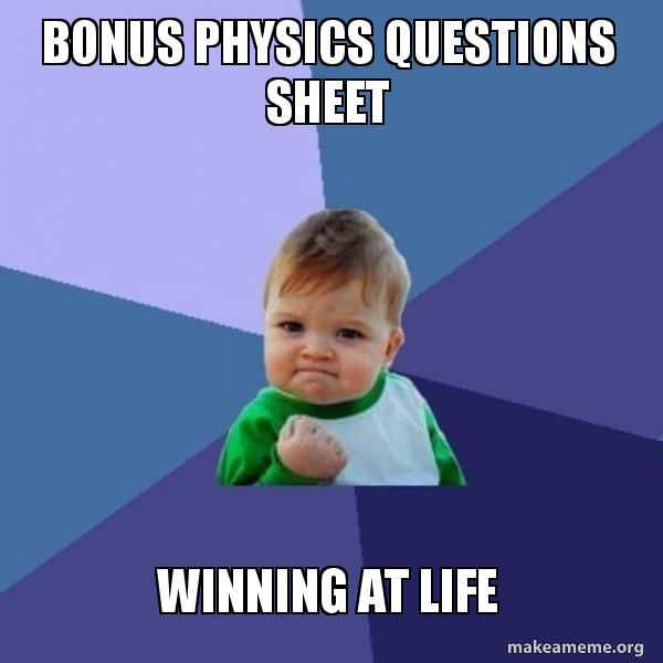 Bonus physics questions sheet Winning at life - Success Kid Meme Generator