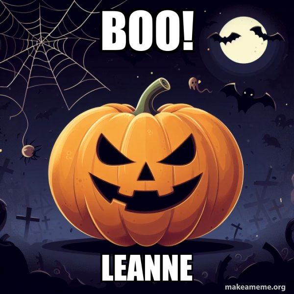 Boo! Leanne - Halloween Pumpkin Meme Generator
