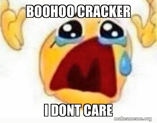 Boohoo cracker i dont care Meme Generator