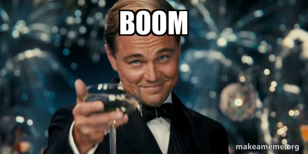 Boom - Great Gatsby Reaction - Leonardo DiCaprio Toast Meme Generator