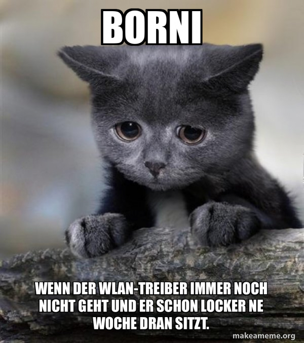 Borni wenn der Wlan-Treiber immer noch nicht geht und er schon locker ...