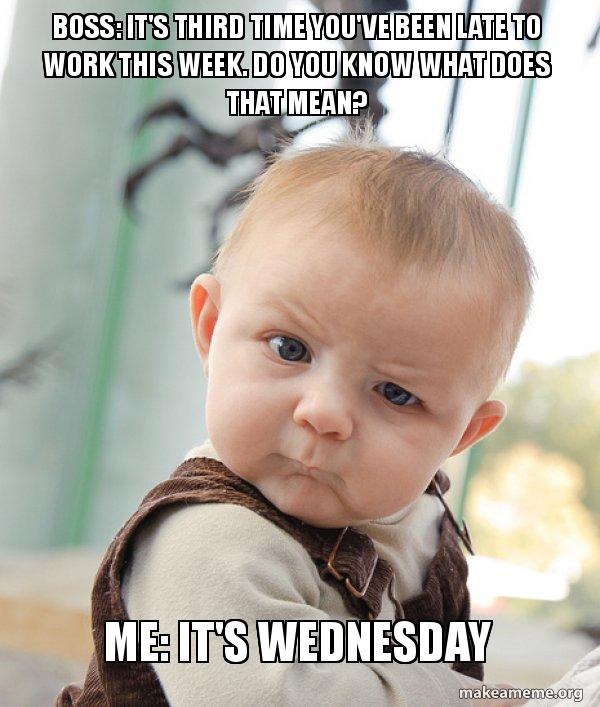 BOSS: It's third time you've been late to work this week. Do you know ...