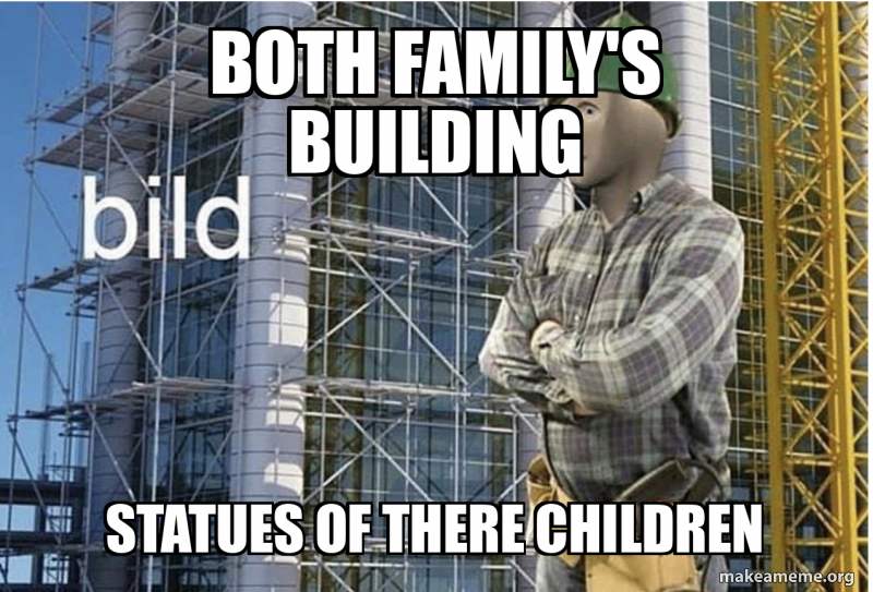both FAMILY'S BUILDING statues of there children Meme Generator