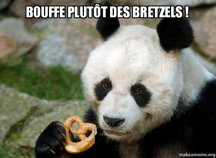 Bouffe plutÃ´t des bretzels ! - eating panda Meme Generator