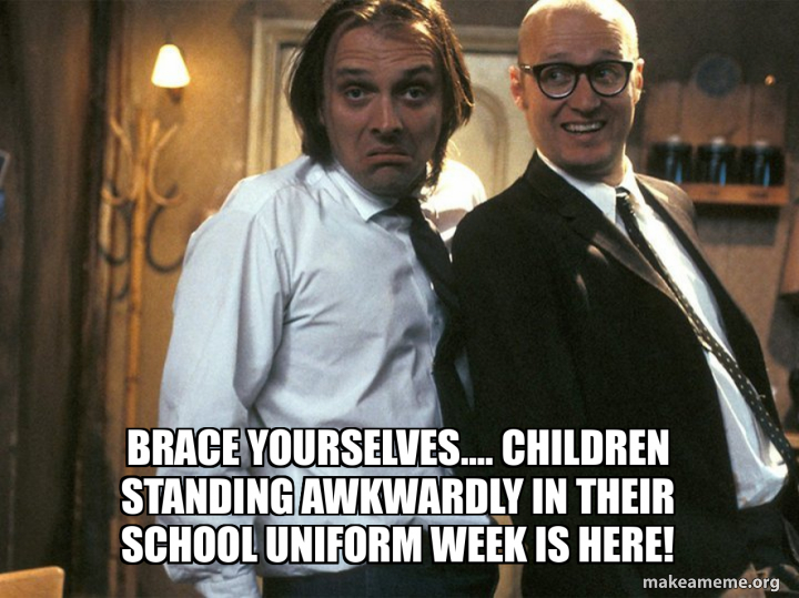 Brace yourselves.... Children standing awkwardly in their school ...