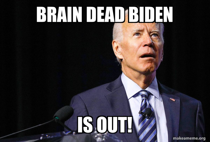 brain dead biden is out! Meme Generator
