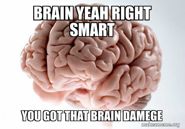 Brain yeah right smart You Got that Brain Damege - Scumbag Brain Meme ...