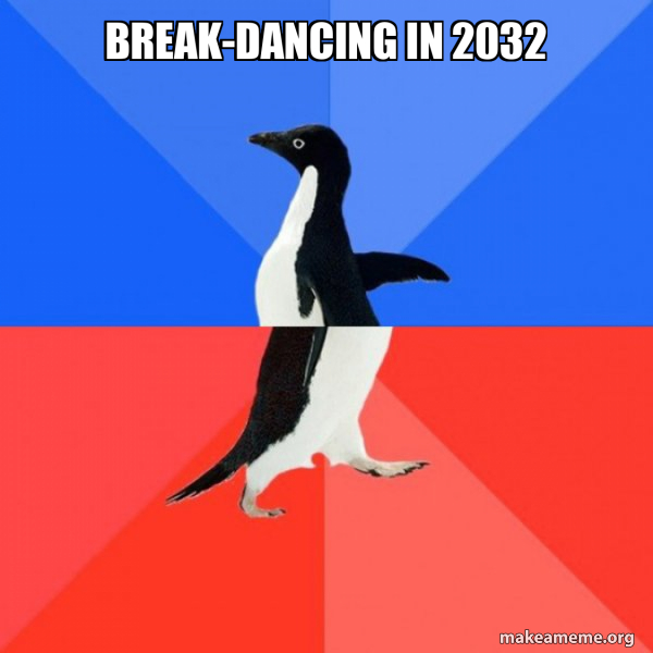 break-dancing in 2032 - Socially Awkward Awesome Penguin Meme Generator