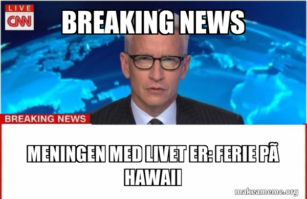 Breaking news Meningen med livet er: Ferie på Hawaii - Fake Headline ...