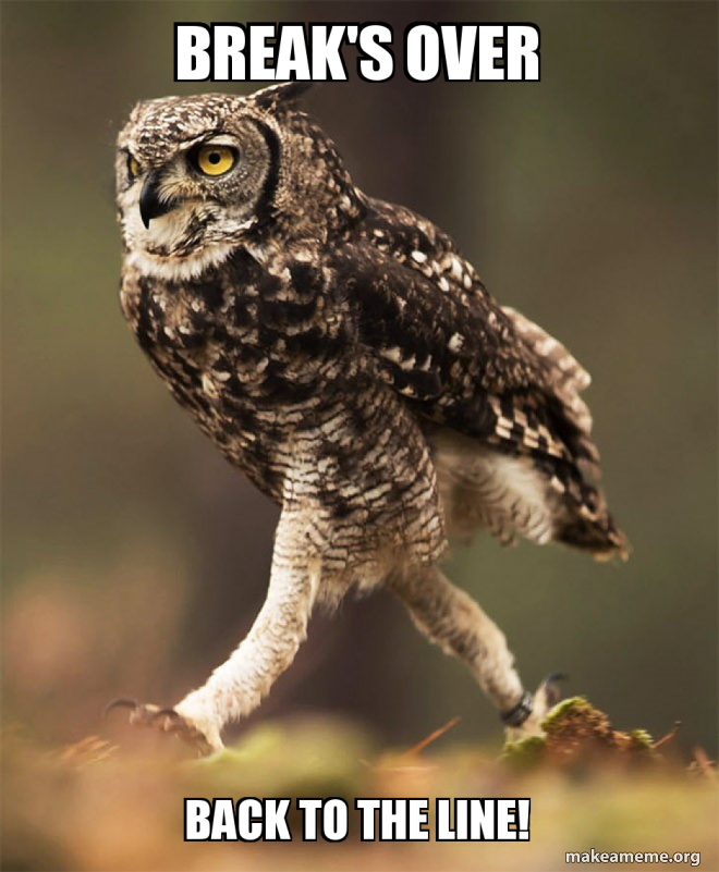 Break's over back to the line! Meme Generator